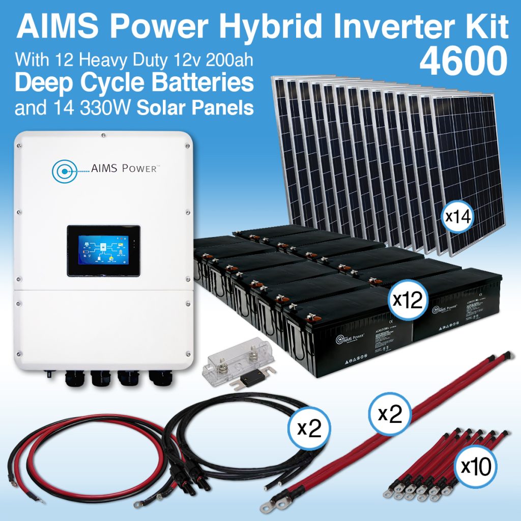 KIT Hybrid Inverter Charger, Battery Bank & Solar Panels 4.6 kW ...